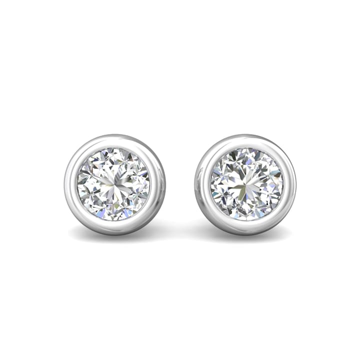 14K Gold Lab Grown Diamond Bezel Stud Earrings 2.0ctw - 1CGGYA