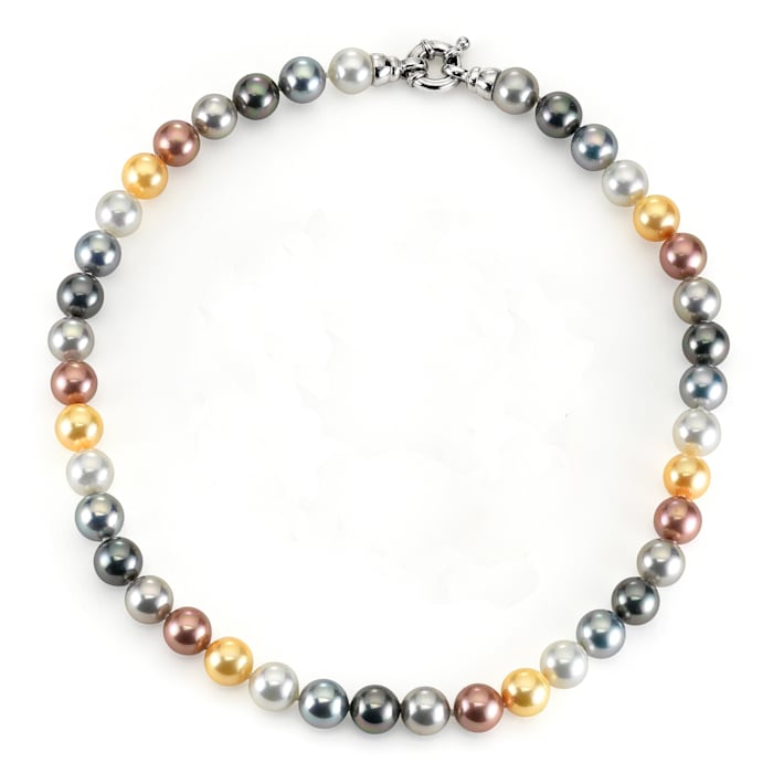 10mm Multi-Hue Organic Man-Made Pearl Necklace - 1167TA