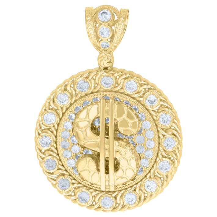 Diamond2Deal 10k Yellow Gold Cubic-Zirconia Currency Dollar Sign ...