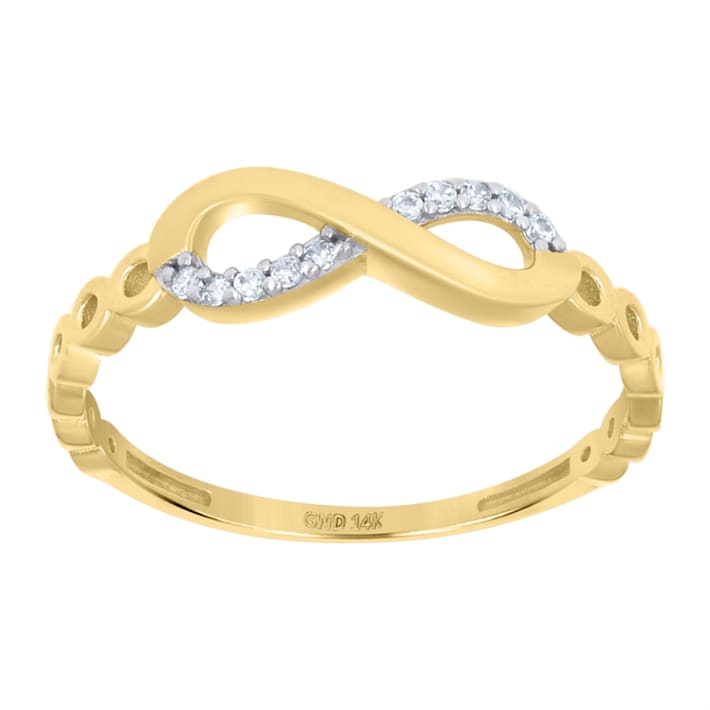 Diamond2Deal 14K Two-Tone Gold Cubic-Zirconia Infinity Symbol Rings ...