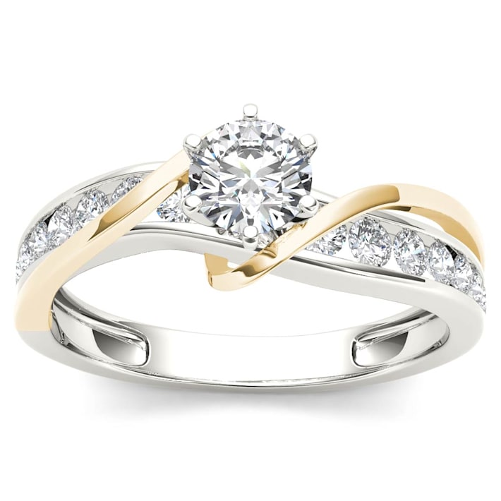 Diamond2Deal 3/4ctw 14k Yellow Gold Diamond Halo Wedding Ring (Color H ...