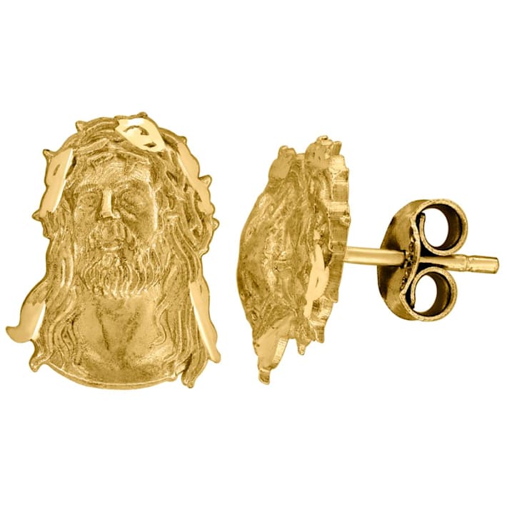 Diamond2Deal 10k Yellow Gold Dc Jesus 11.2mm X 14mm Religious Push Back ...