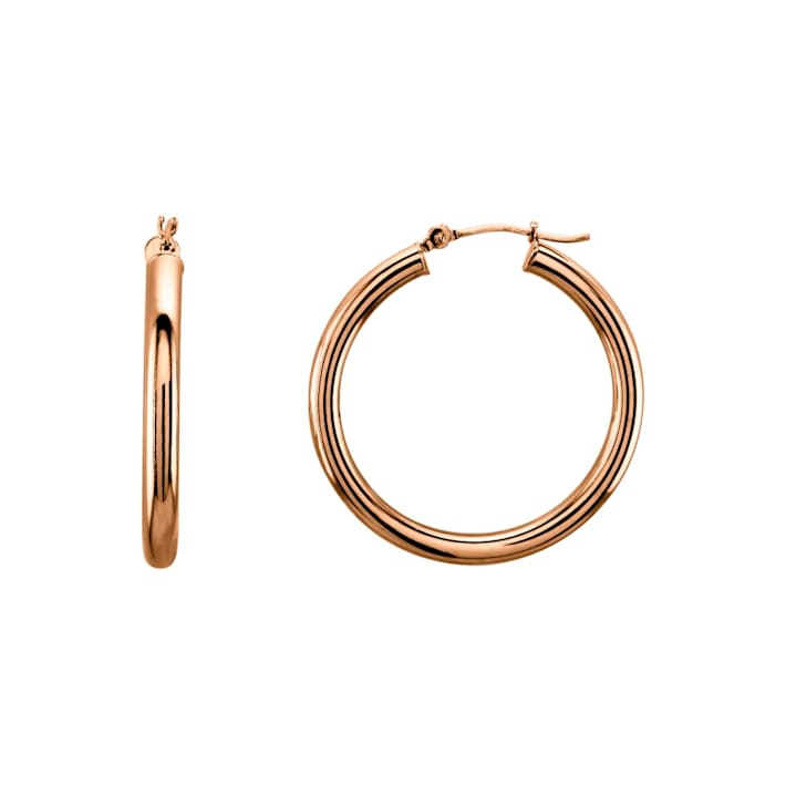 Diamond2Deal 14k Rose Gold 30 mm Tube Hoop Earrings for Women - 11QS5C
