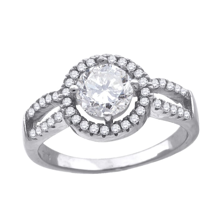 Diamond2Deal Rhodium Over Sterling Cubic Zirconia Fancy - 1CGZHA