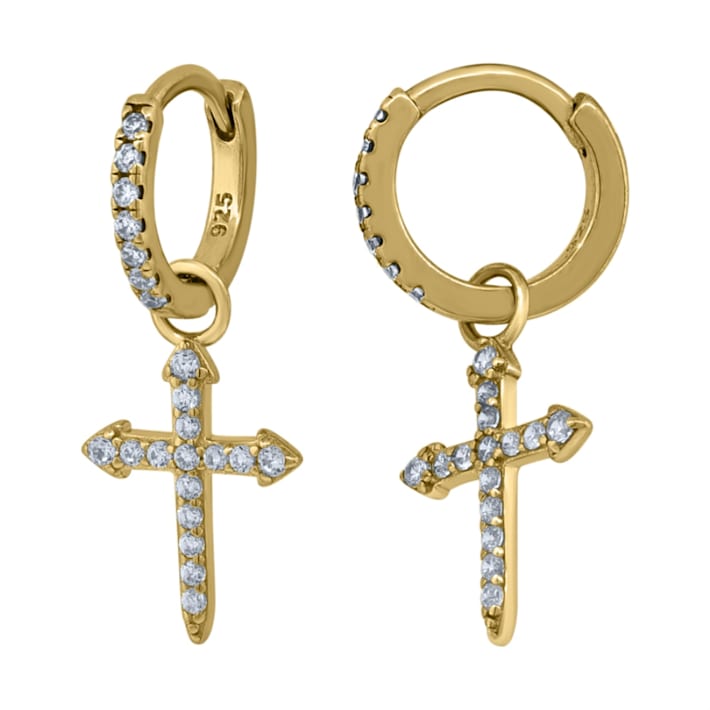 Diamond2Deal 925 Sterling Silver Yellow-Tone Cubic Zirconia Cross ...