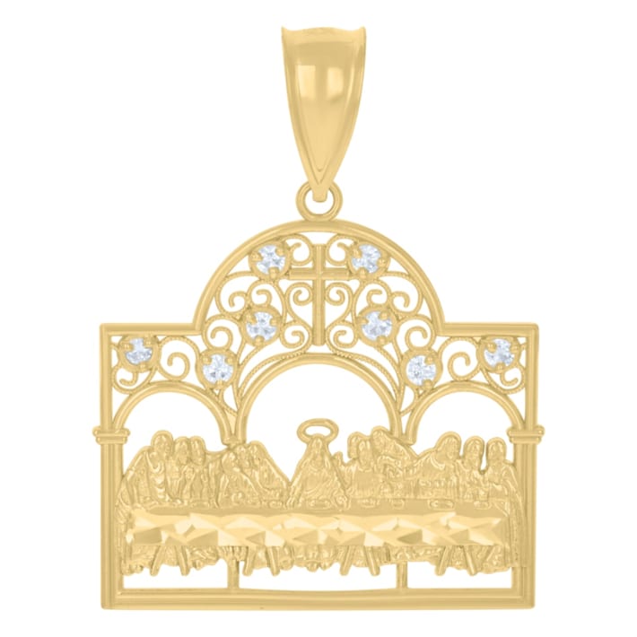 Diamond2Deal 10k Yellow Gold Cubic-Zirconia Last Supper Religious Charm ...