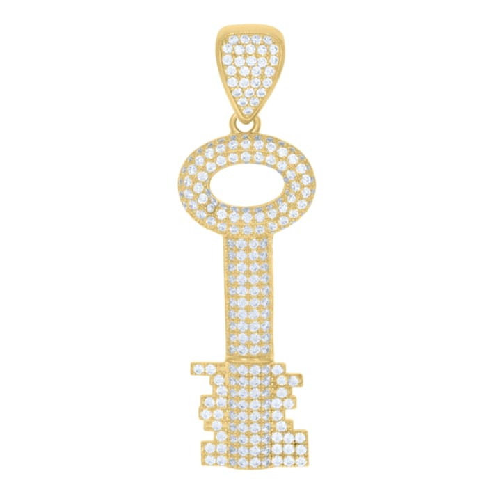 Diamond2Deal 10K Yellow Gold Cubic Zirconia Key Lock & Key Pendant for ...