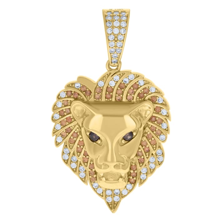 Diamond2Deal 10K Yellow Gold Red/Brown White Cubic-Zirconia Leo/Lion ...