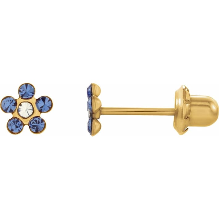 Diamond2Deal 14k Yellow Gold Blue Imitation Crystal Birthstone Piercing ...