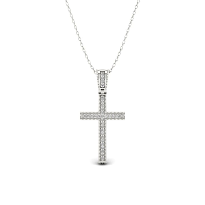 Diamond2Deal 925 Sterling Silver Diamond Cross Pendant Rope Chain ...