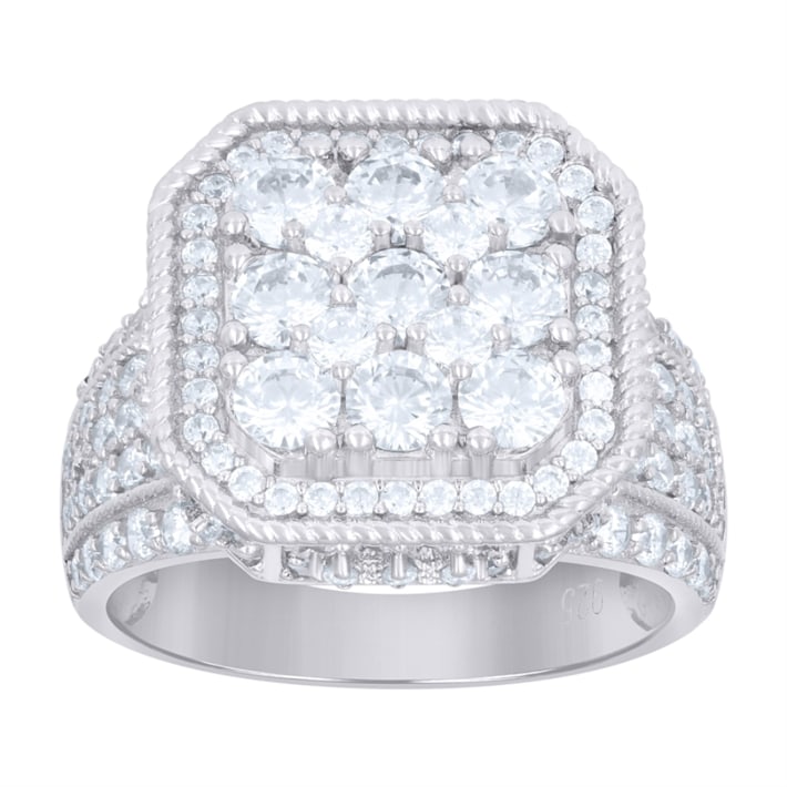 Diamond2Deal Rhodium Over Sterling Cubic-Zirconia Rope Border Fashion ...