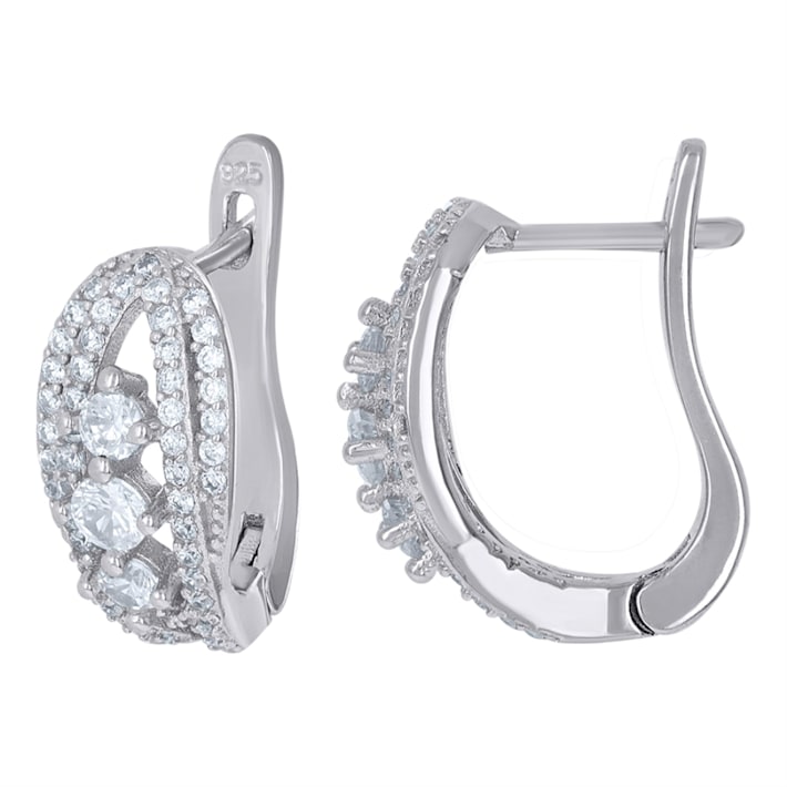 Diamond2Deal 925 Sterling Silver Cubic Zirconia Fashion French Clip ...