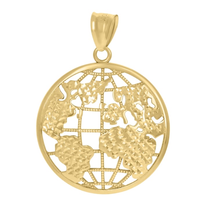 Diamond2Deal 10k Yellow Gold World Map Globe Maps Charm Pendant for ...