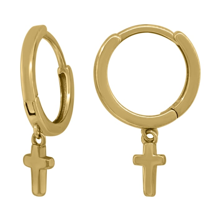 Diamond2Deal 925 Sterling Silver Yellow-Tone Cross Religious Dangle ...