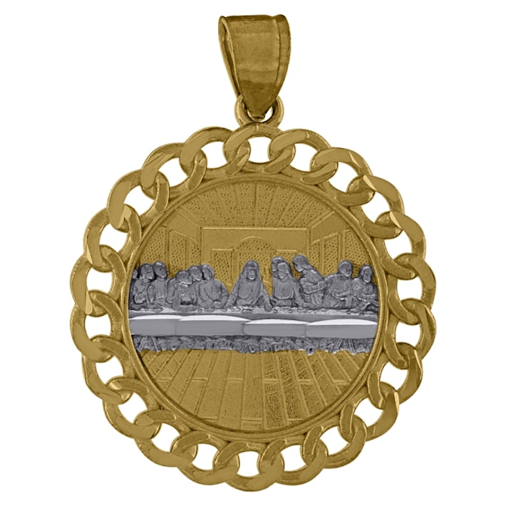 Diamond2Deal 10k Two-Tone Gold Diamond-Cut Last Supper Religious ...