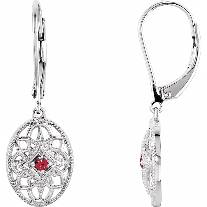 Diamond2Deal Sterling Silver Ruby Lever Back Earrings for Women - 12M1XC