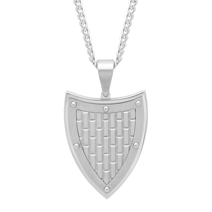 Stainless Steel Brick Shield Pendant - 14H5NA