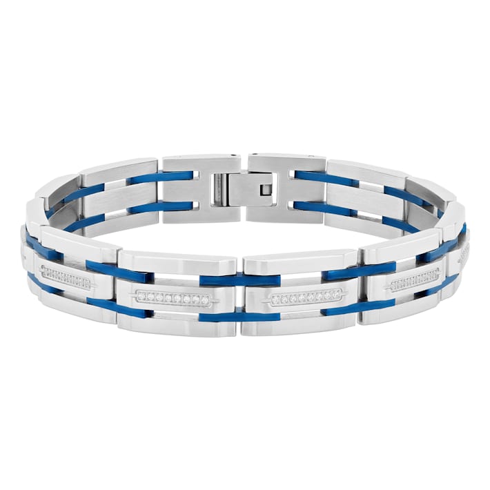 1/3CTW Diamond & Stainless Steel with Blue IP Bracelet - 12PDNA
