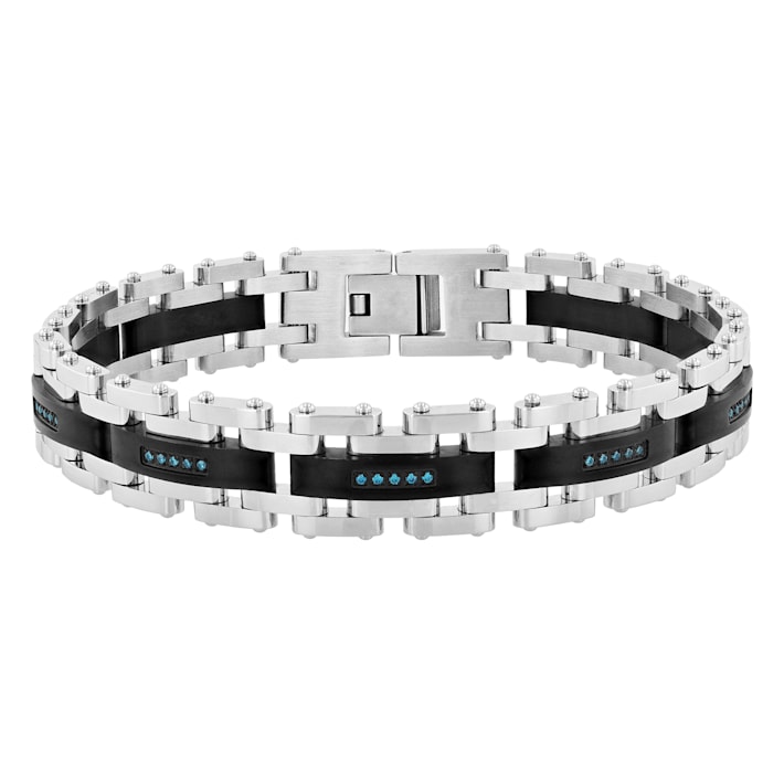 1/6CTW Blue Diamond & Stainless Steel with Black IP Bracelet - 1CMNYA