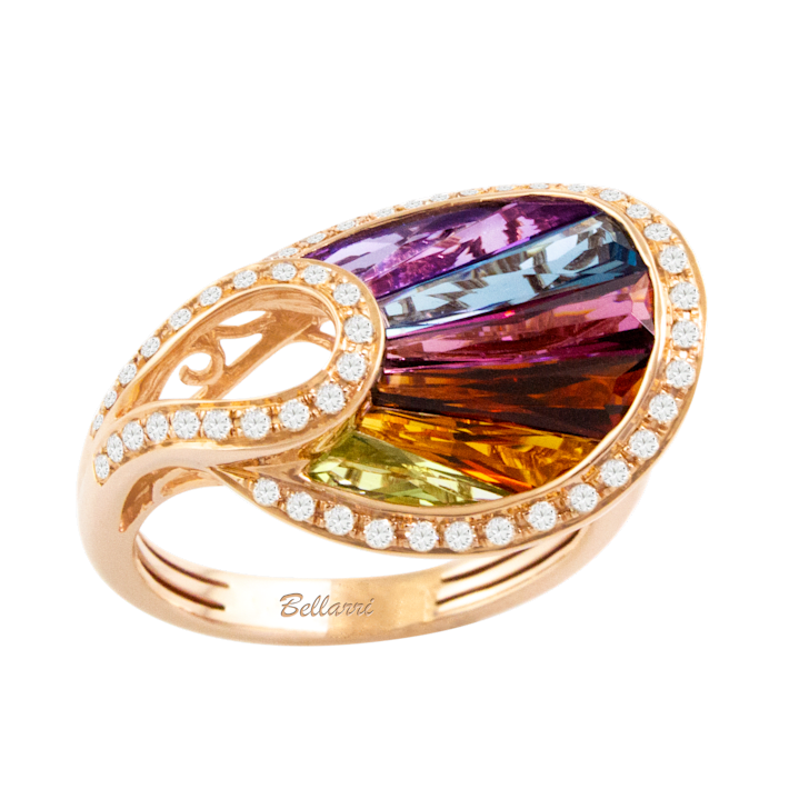 BELLARRI 14kt Rose Gold Multi Color Gemstone Ring from the La Bouquet ...
