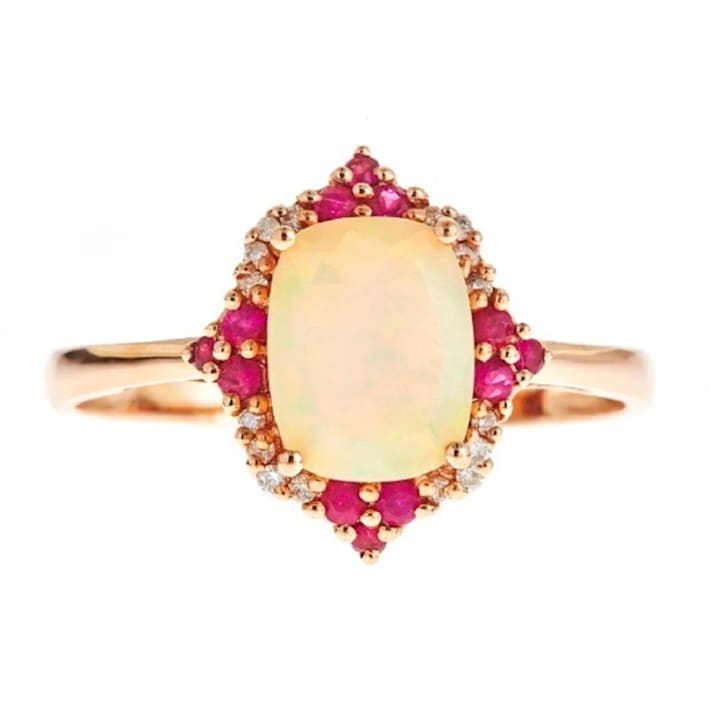 Gin & Grace 14K Rose Gold Real Diamond Ring (I1) with Genuine Ruby ...