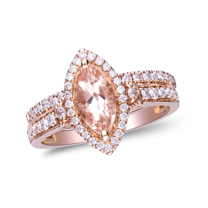 Gin & Grace 14K Rose Gold Real Diamond Ring (I1) with Genuine Morganite ...
