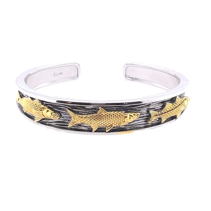 Sterling Silver Triple Catch Cuff Bracelet - 171MJA