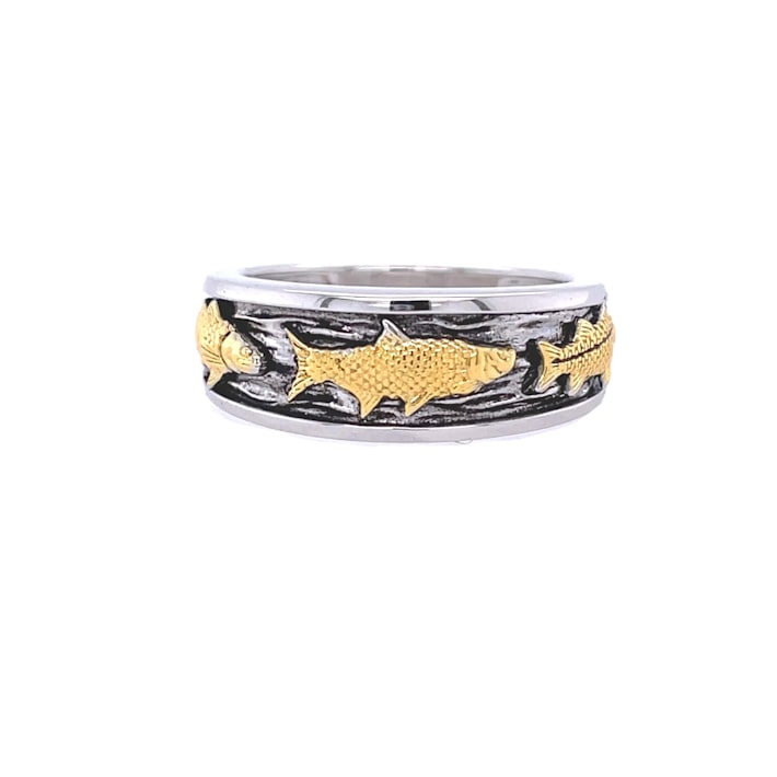Sterling Silver Triple Catch Fish Ring - 1F189A
