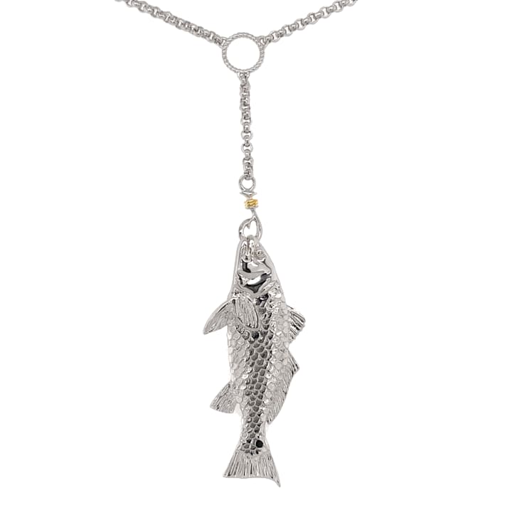 Sterling Silver Lariat Style Redfish Necklace - 12S82G