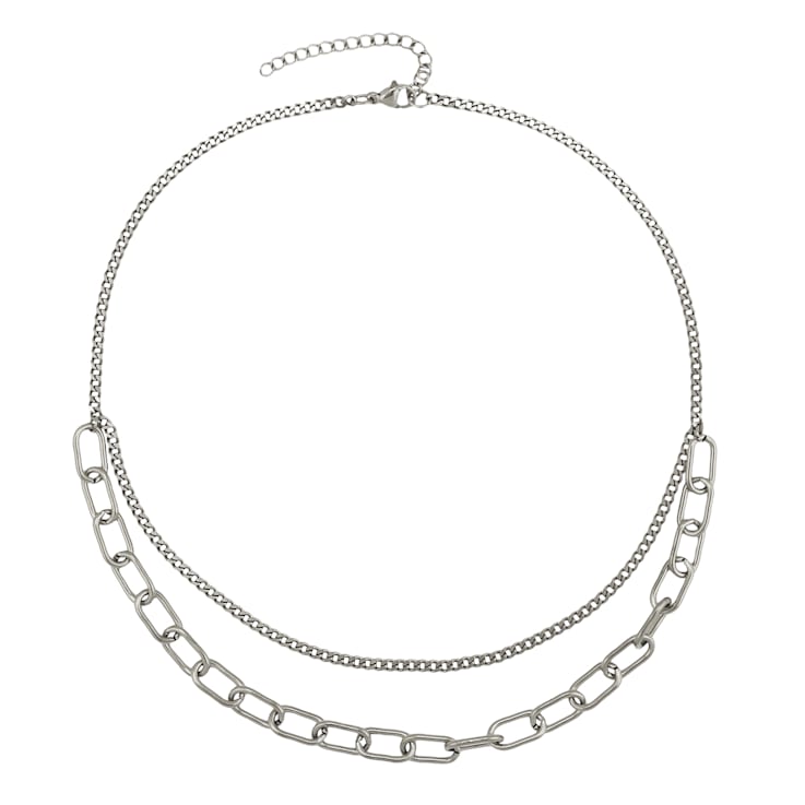 REBL Roxy Hypoallergenic Steel Double Chain Necklace - 1PR75B