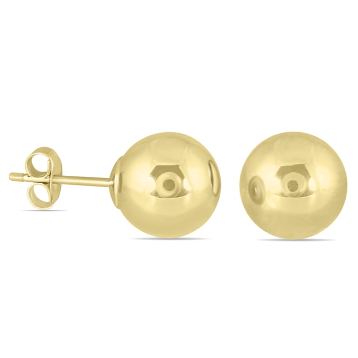 10K Yellow Gold 8mm Ball Stud Earrings - 1528HA
