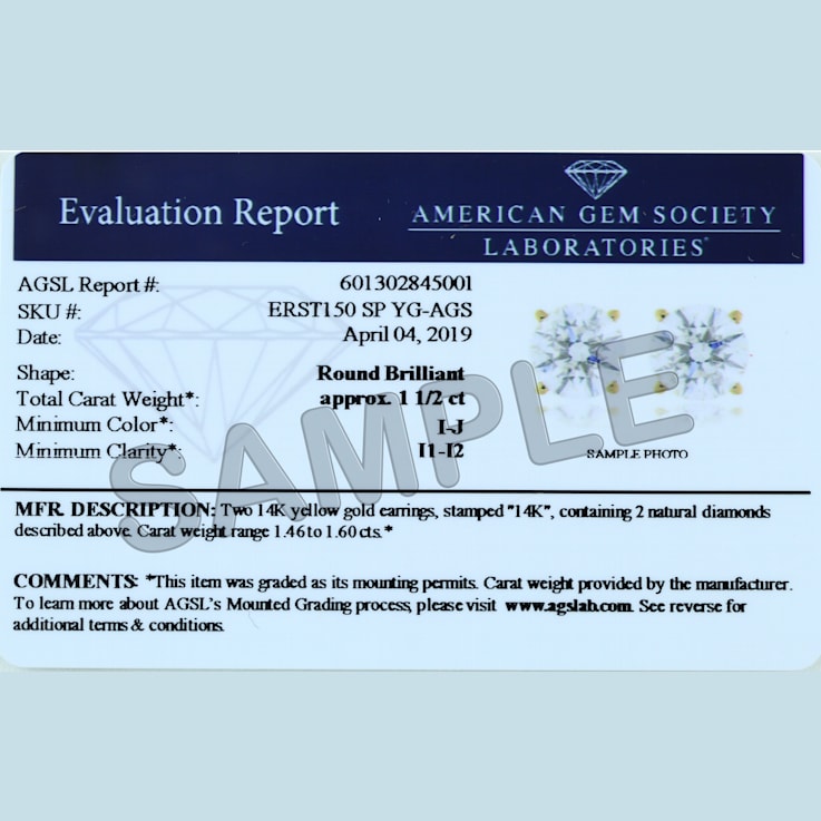 AGS Certified 1/2ctw(H-I Color, SI1-SI2 Clarity) Round Diamond ...