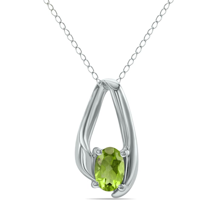 Peridot Loop Pendant Necklace in 10K White Gold - 11XQXA