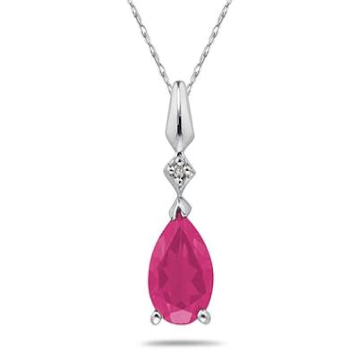 Pear Shaped Pink Topaz & Diamond Pendant in 10k White Gold - 17810A