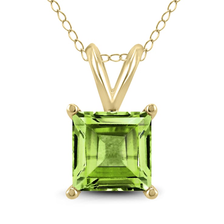 14K Yellow Gold 5MM Square Peridot Pendant - 1D6WPA