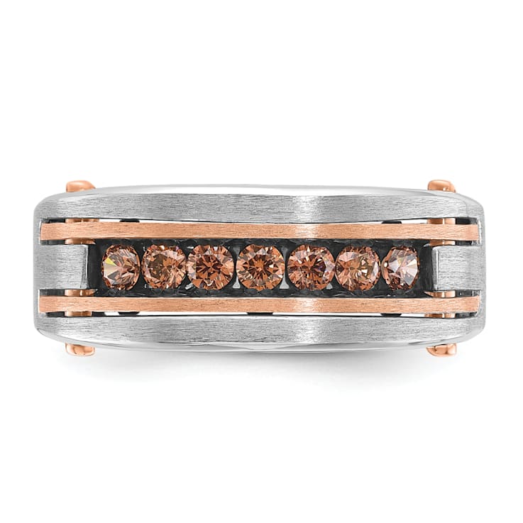 10K Rose Gold Men's Satin Brown Diamond Ring 0.49ctw - 1CR2NA
