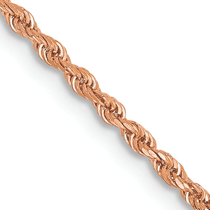 14k Rose Gold 1.5mm Solid Diamond Cut Rope 14 Inch Chain 18Y5BA