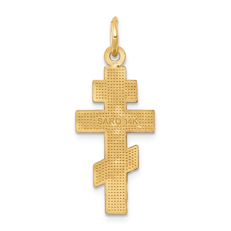 14K Yellow Gold Eastern Orthodox Cross Charm - 12S6CA