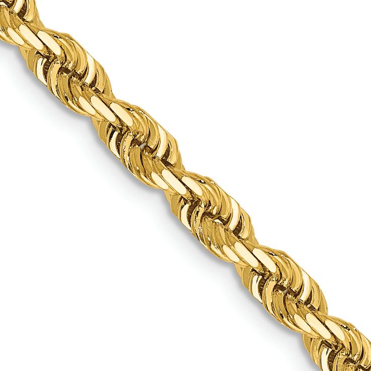 14k Yellow Gold Solid 4mm Diamond Cut Quadruple Rope 20 Inch Chain 1B6V6B