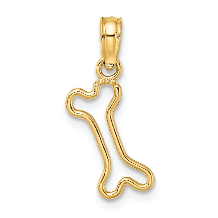 14K Yellow Gold Cut-Out Polished Mini Dog Bone Charm - 124VDA