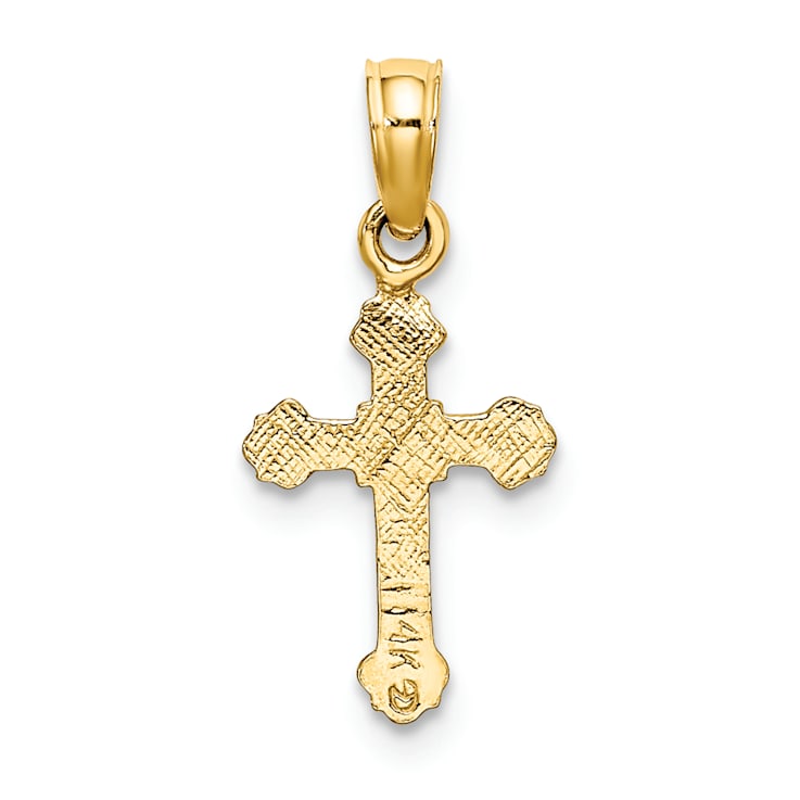 14K Yellow Gold Mini Crucifix with Fancy Tips Charm - 12RDXA