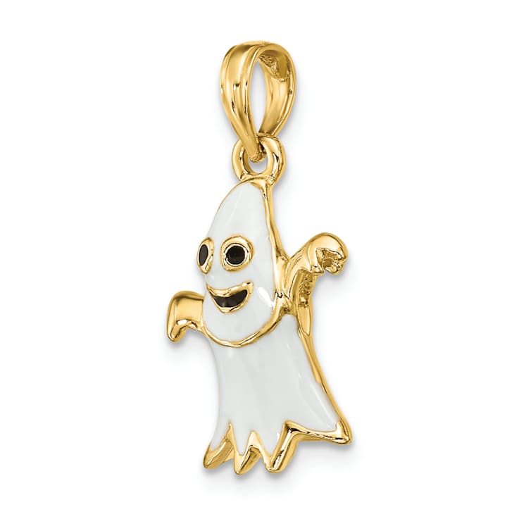 14k Yellow Gold Enameled 3D Ghost Charm - 180DSA
