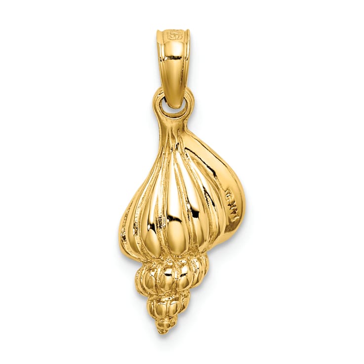 14K Yellow Gold 3D Mini Conch Shell Charm - 1BKQ2A
