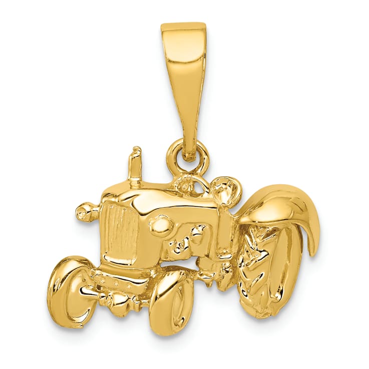 14k Yellow Gold Textured Tractor Pendant - 191ZKA