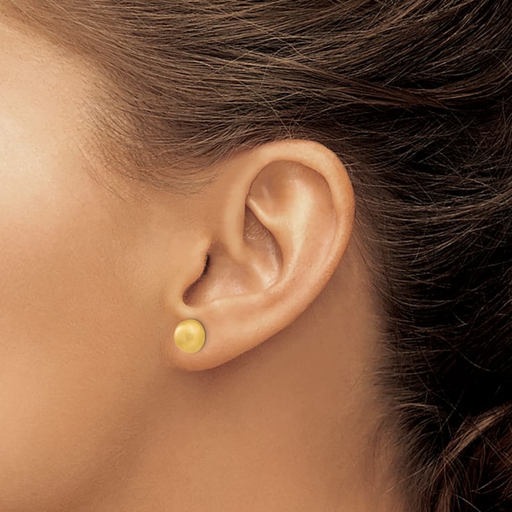 14k Yellow Gold Satin 8mm Half Ball Stud Earrings - 17PT3A