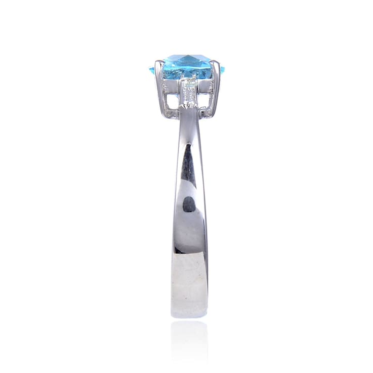 Square Cushion Blue Topaz with White Topaz Accents Sterling Silver ...