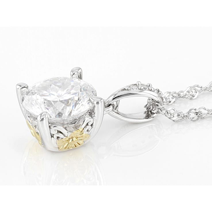 Moissanite Platineve Two Tone Pendant 3.08ctw DEW. MOJ463