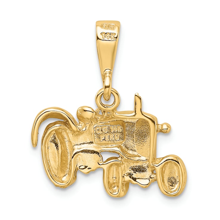 14k Yellow Gold Textured Tractor Pendant - 191ZKA