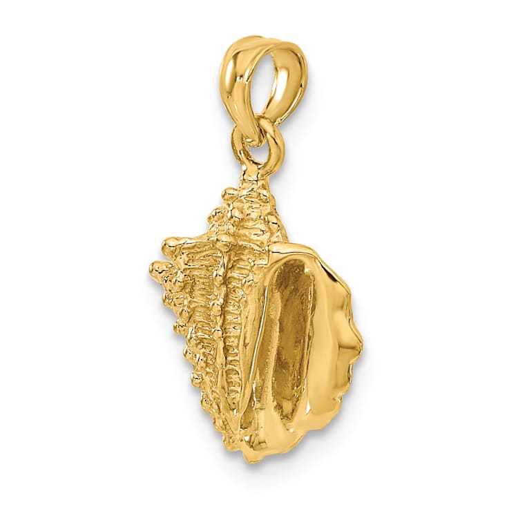 14k Yellow Gold Solid Textured Conch Shell Pendant - 16VD4A