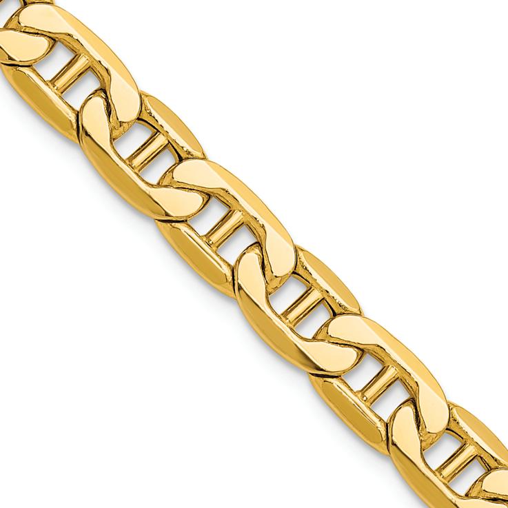 14k Yellow Gold 7mm Mariner Link 24 Inch Chain 196P8D